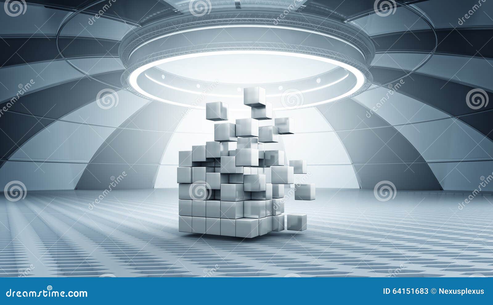 Cube in virtual room stock illustration. Illustration of shape - 64151683