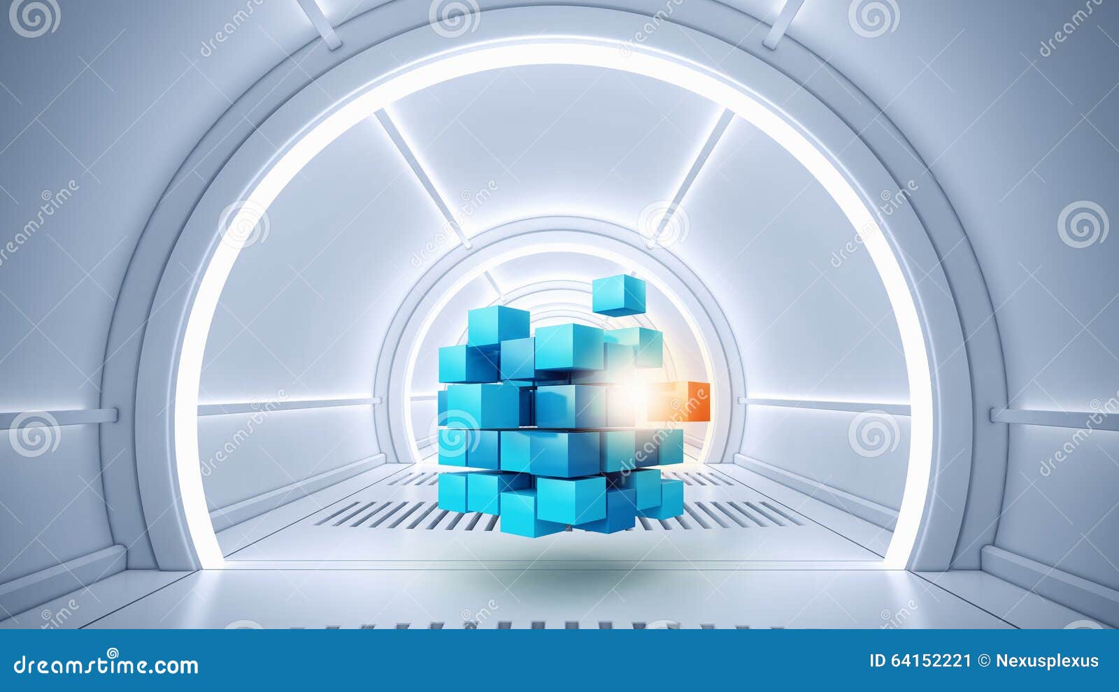 Cube in virtual room stock image. Image of techno, structure - 64152221