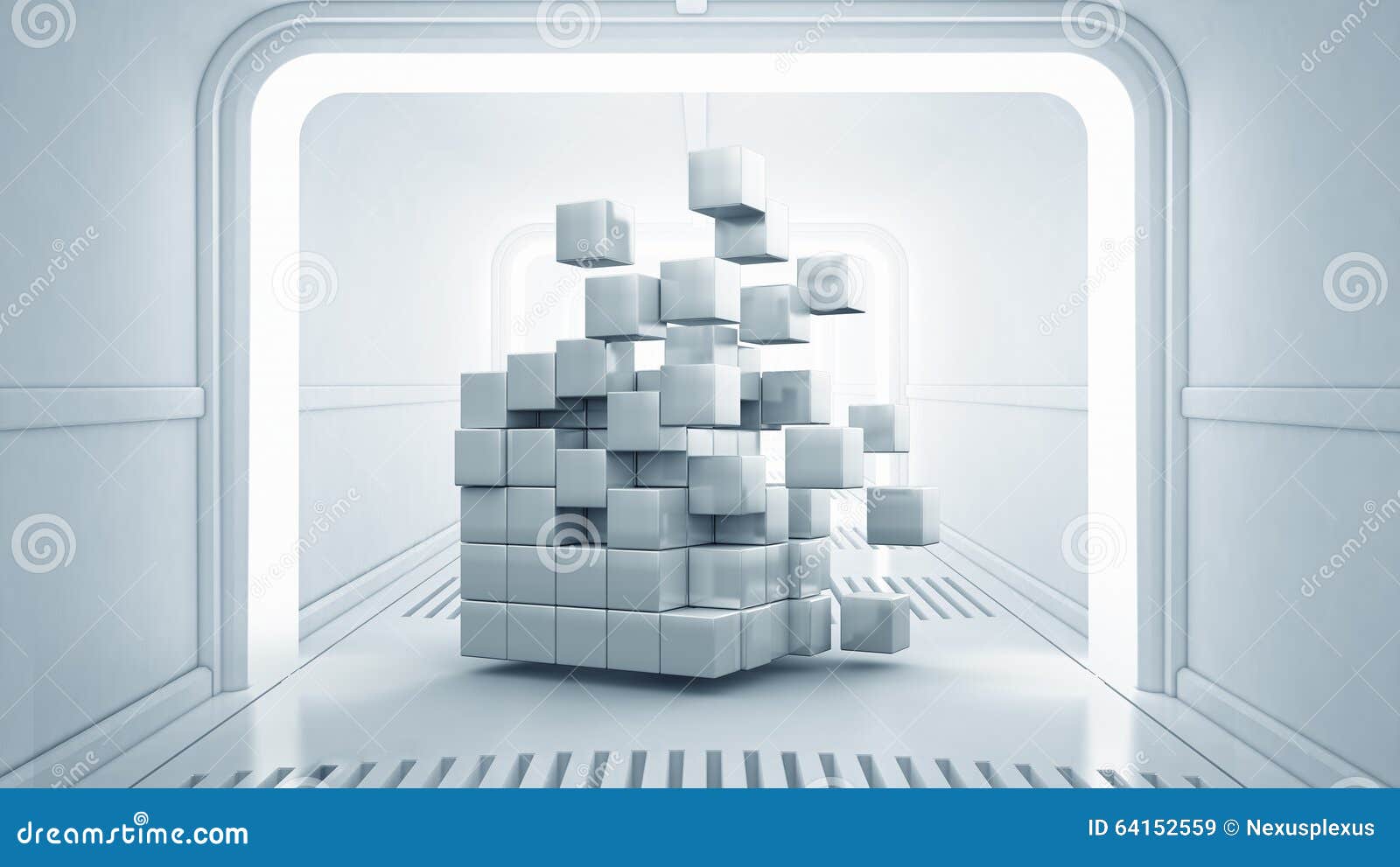 Cube in virtual room stock image. Image of futuristic - 64152559