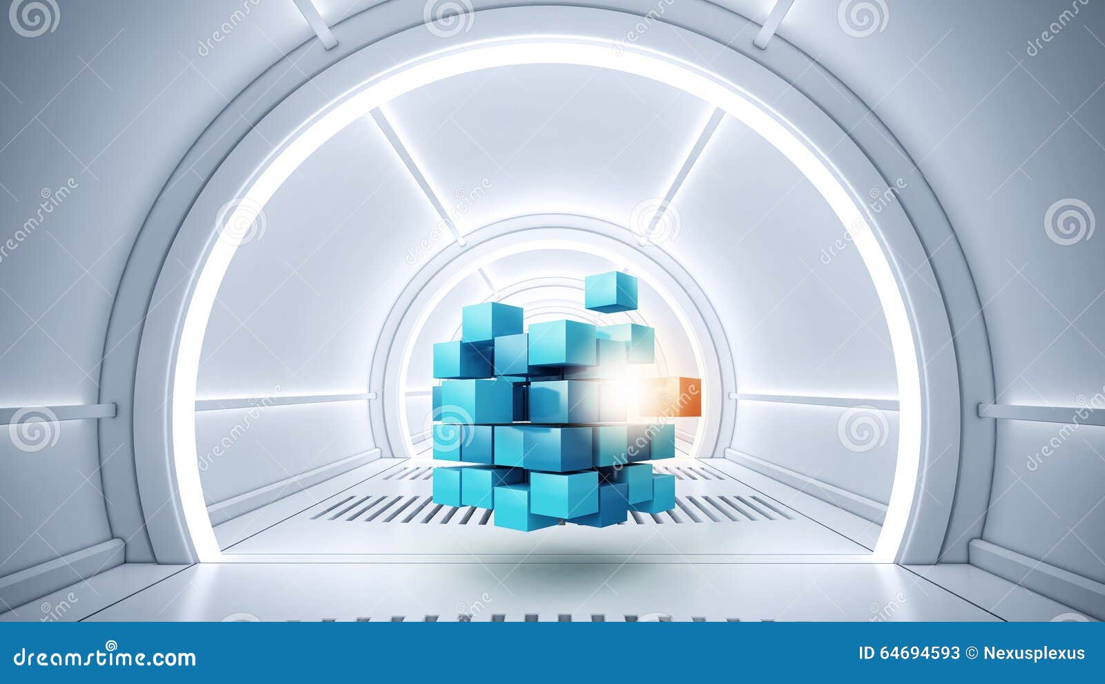 Cube in virtual room stock image. Image of futuristic - 64694593