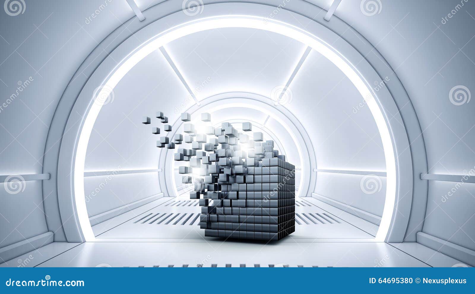 Cube in virtual room stock photo. Image of tunnel, shape - 64695380