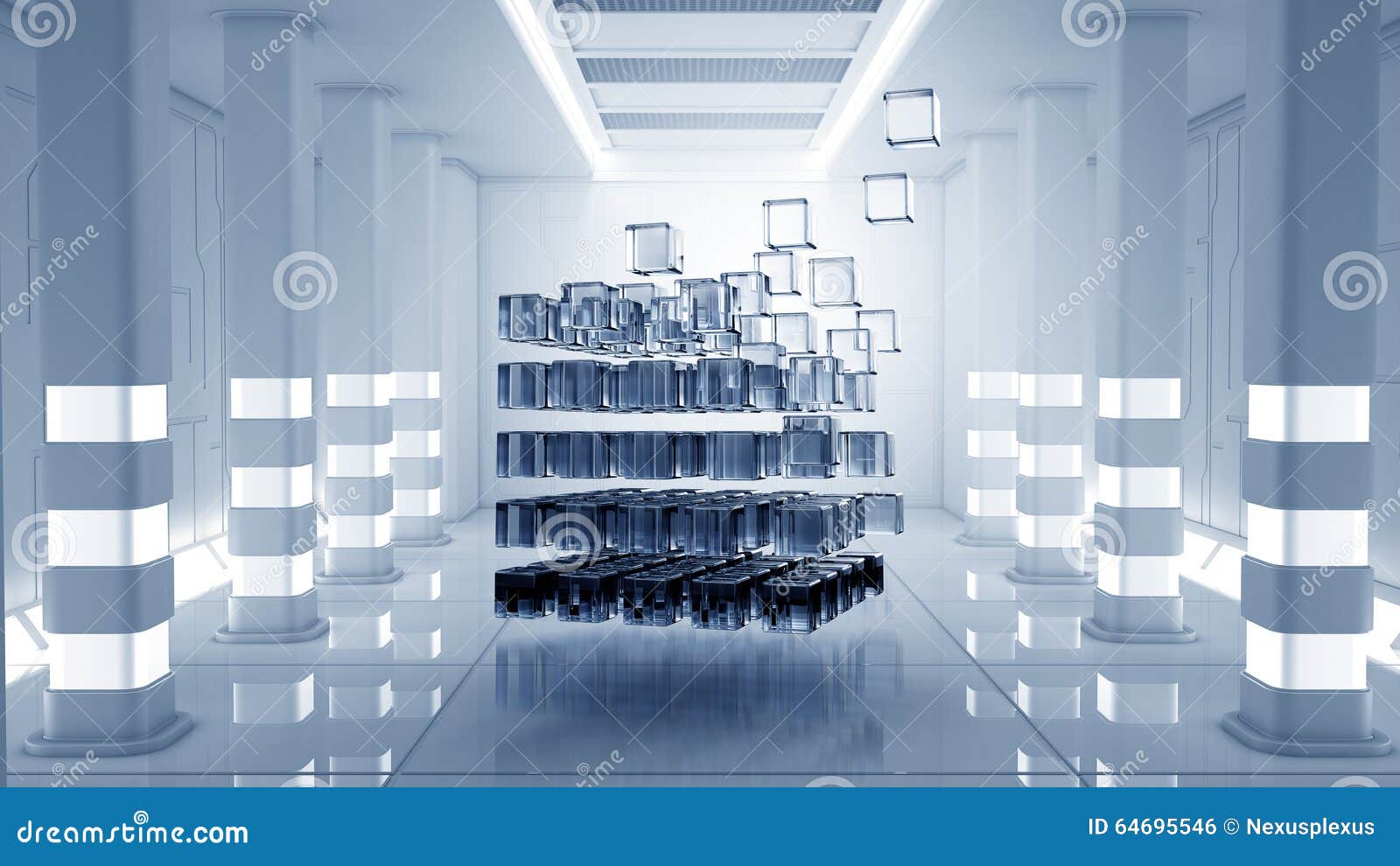 Cube in virtual room stock photo. Image of light, inside - 64695546
