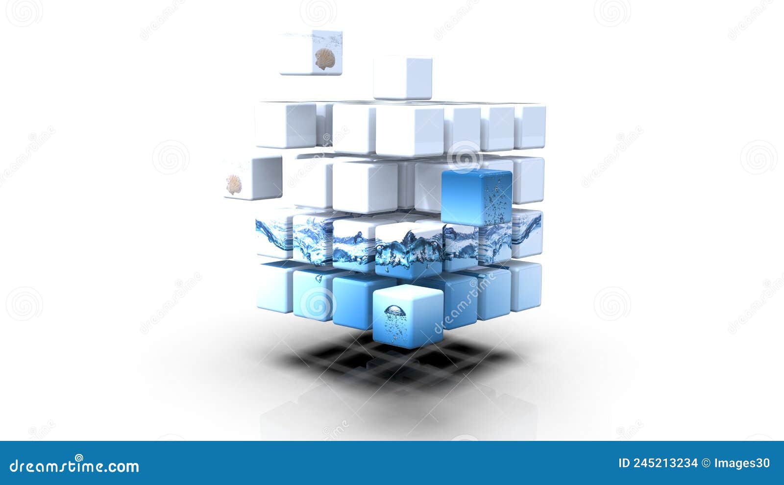 Cube of Water Waves and Splashes in Cube Blocks with Shells, Oxygen ...