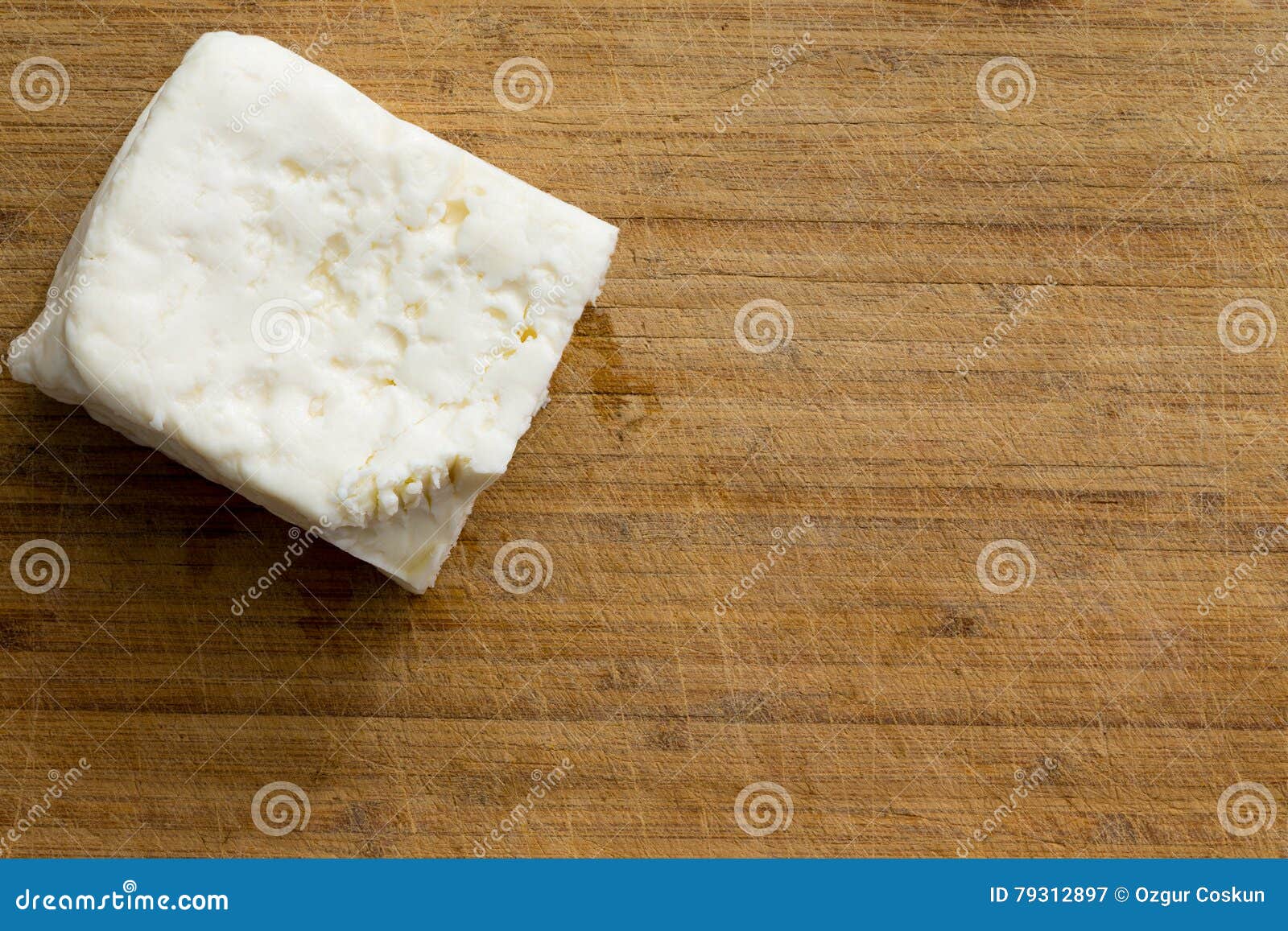 Cube of White Cheese on Cutting Board Stock Image - Image of ...