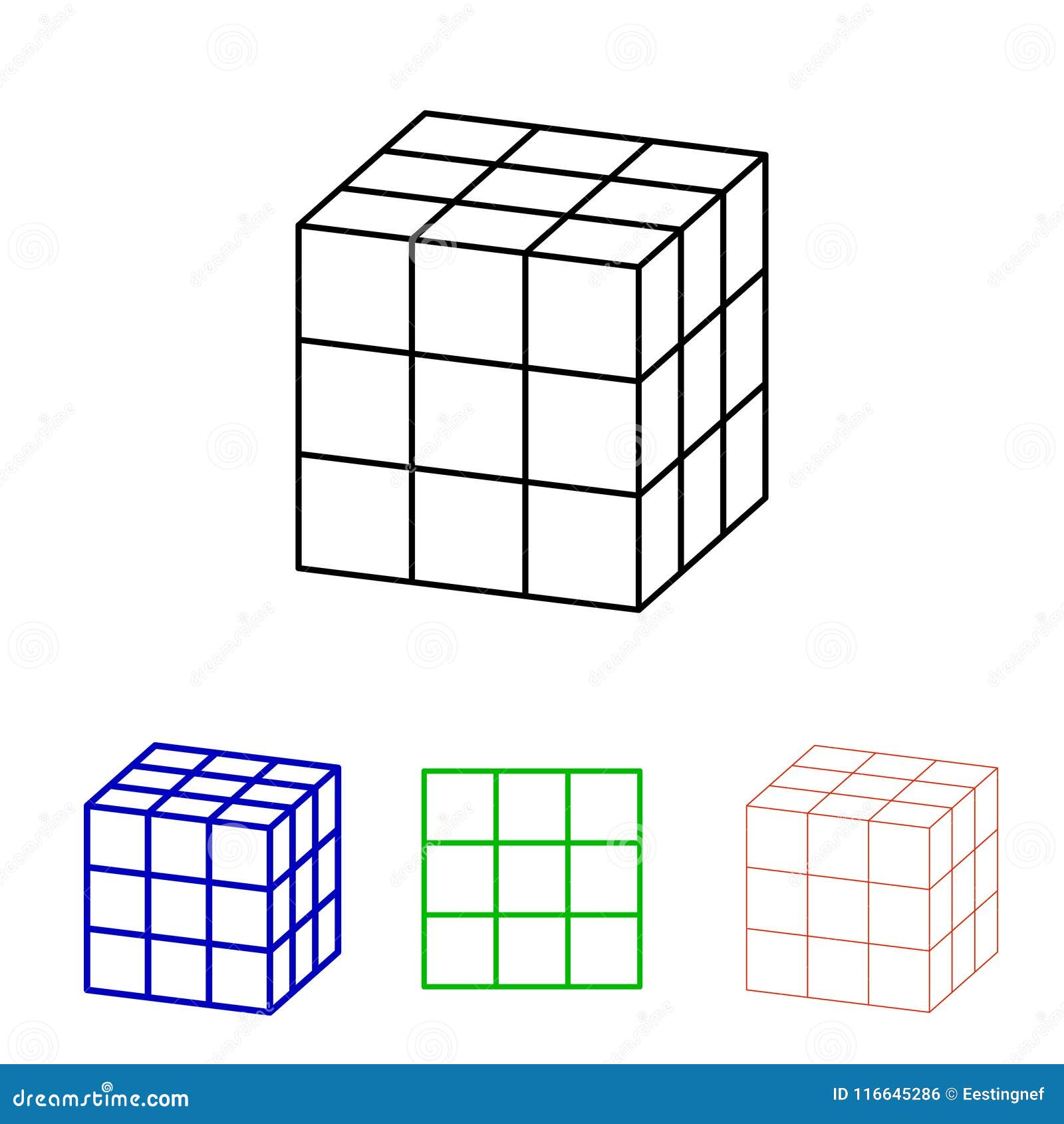 Cube Wireframe. Vector Outline Illustration Stock Vector - Illustration ...