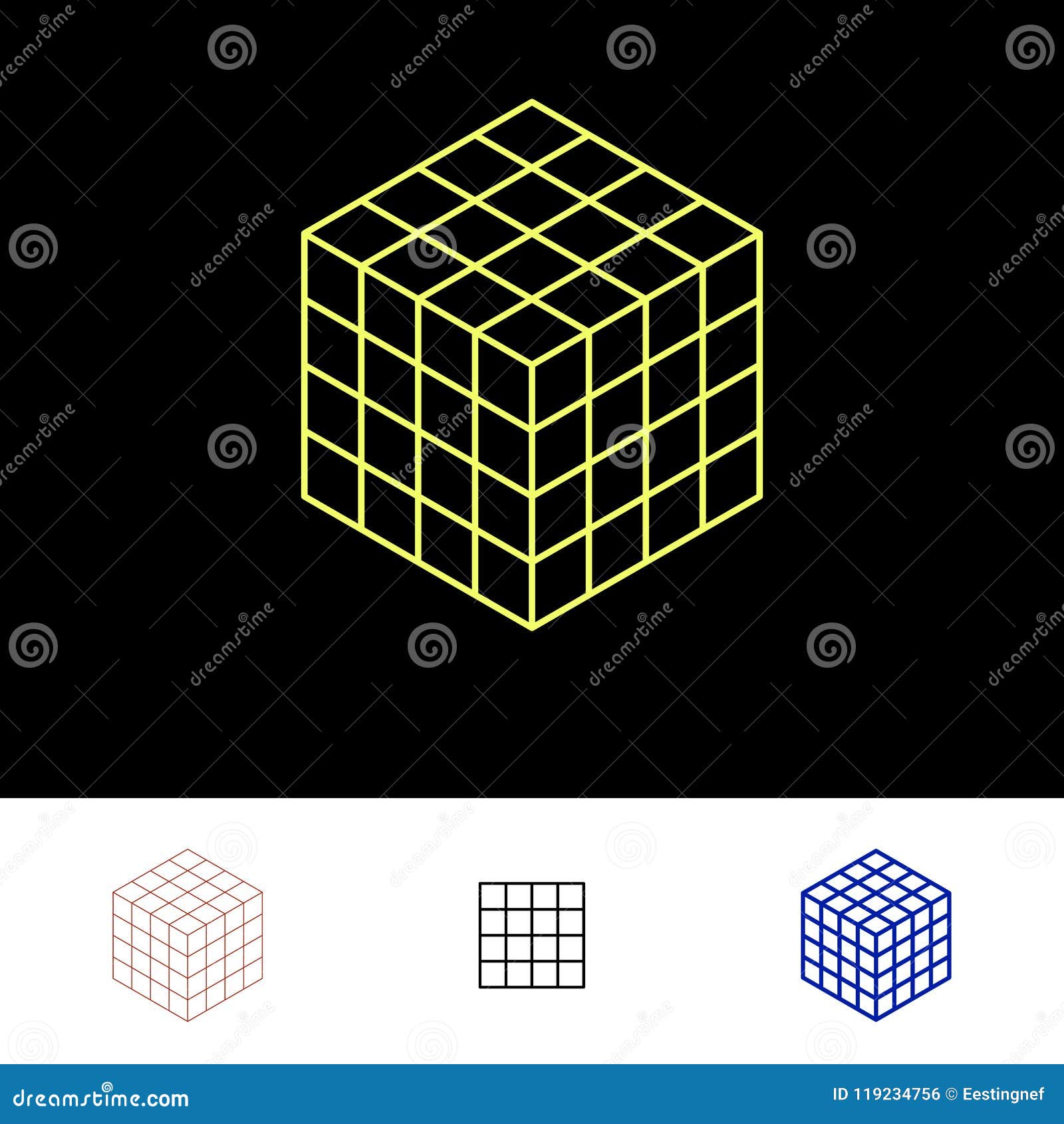 Cube Wireframe. Vector Outline Illustration Stock Vector - Illustration ...