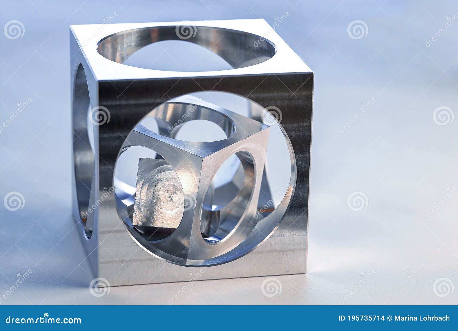 Cube in Cube, Workpiece on a CNC Milling Machine Stock Photo - Image of ...