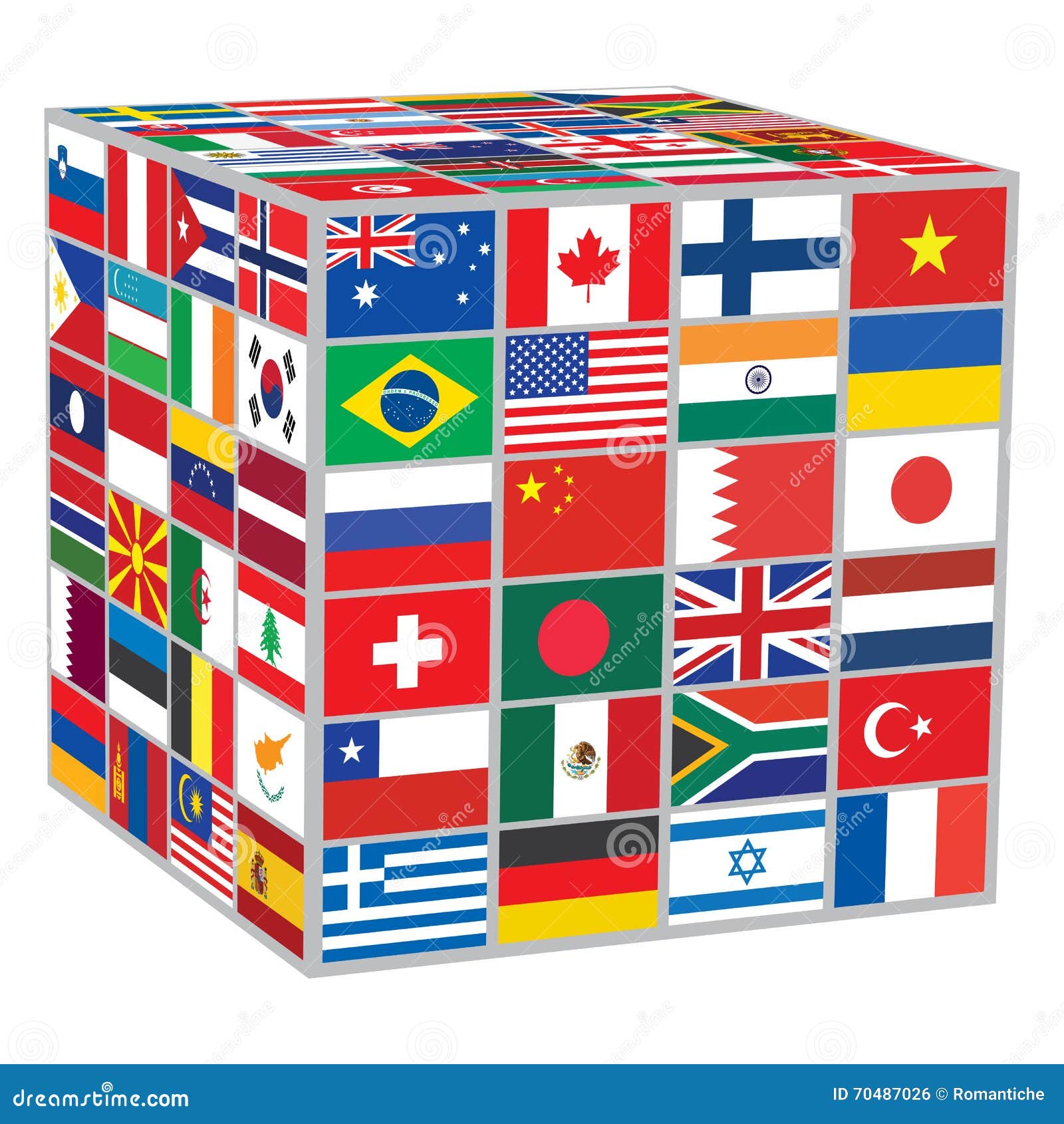 Cube with world flags stock vector. Image of flag, denmark - 70487026