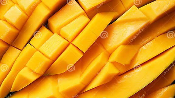 Cubed Mango Background, Close-up, Mango Background, Top View Stock ...