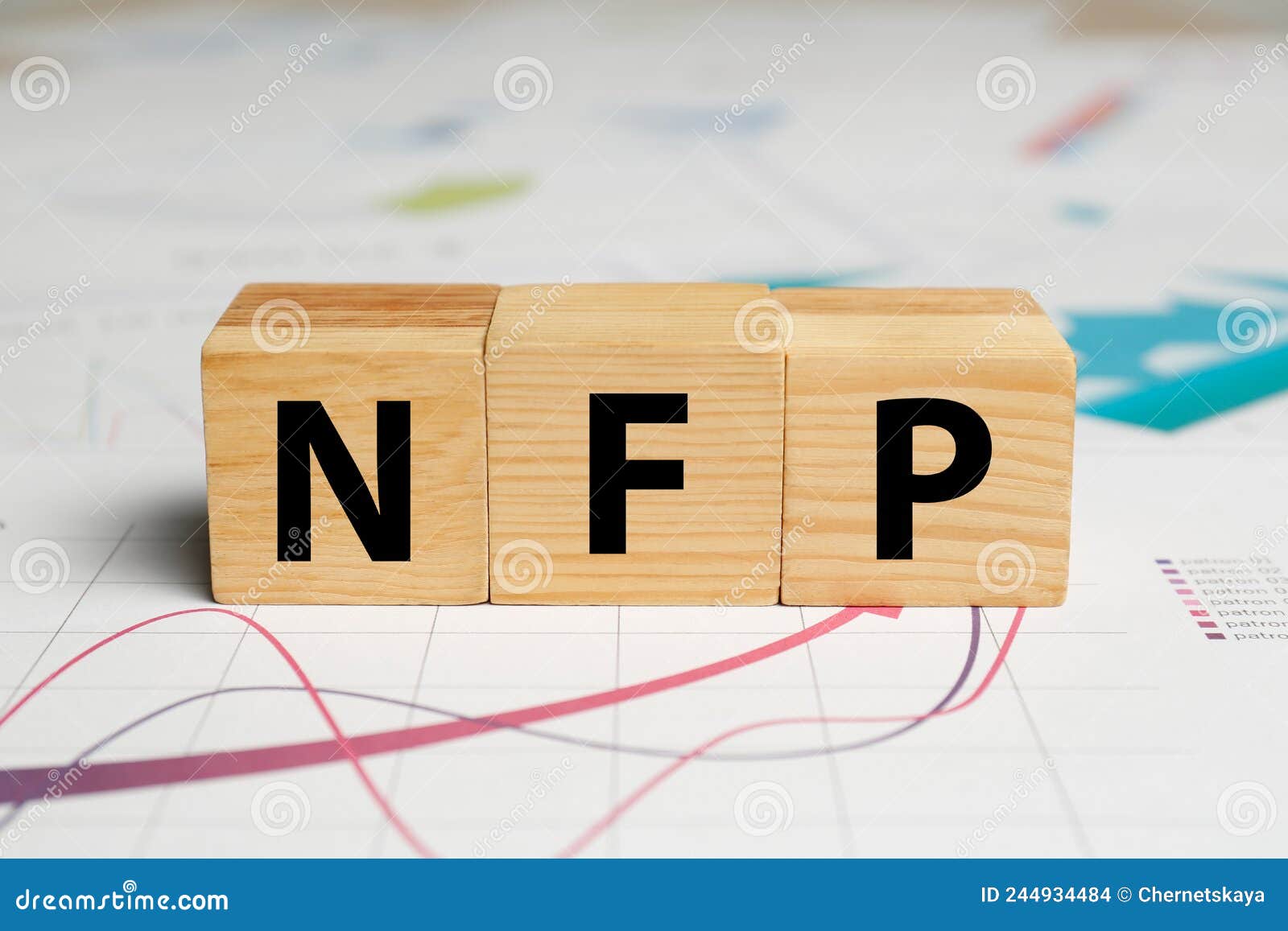 Cubes with Abbreviation NFP on Graphical Chart Stock Photo - Image of ...