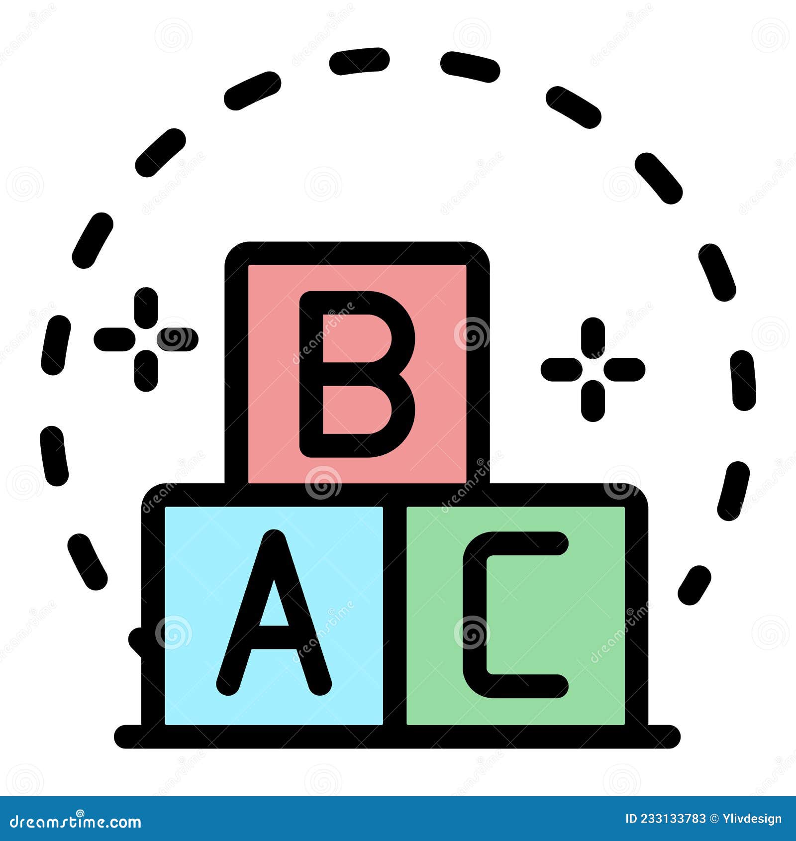 Cubes Abc Icon Color Outline Vector Stock Vector - Illustration of ...