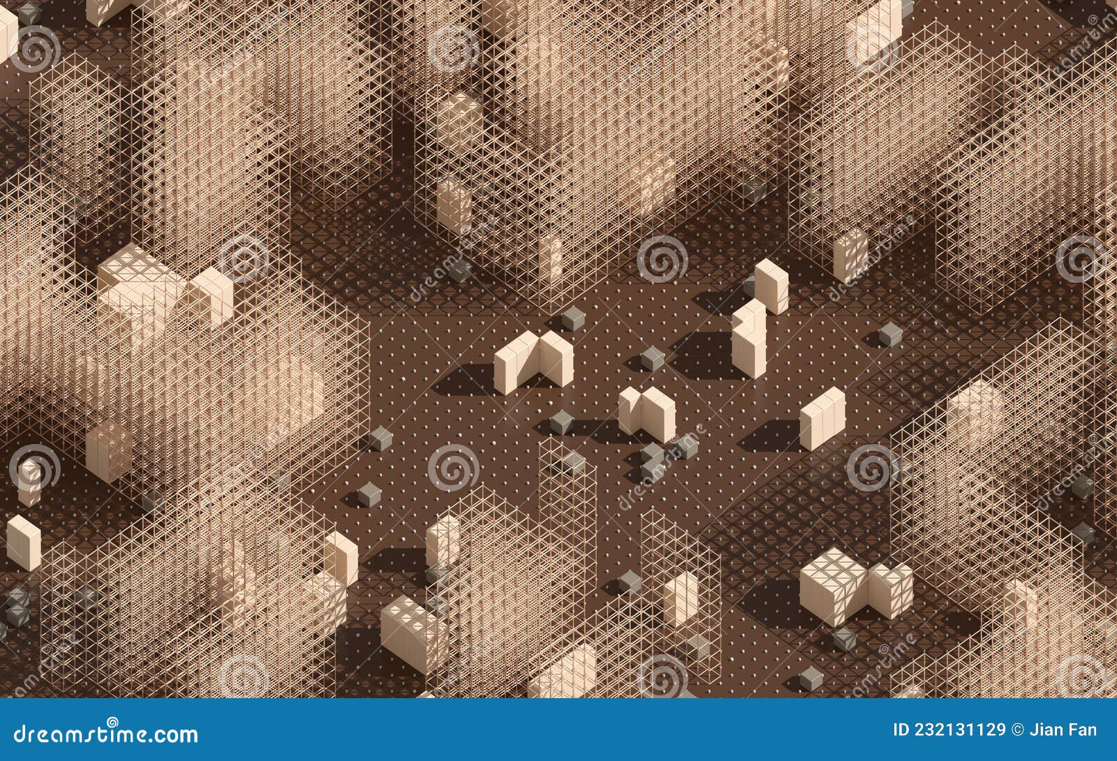 Cubes and Abstract Geometries, 3d Rendering Stock Illustration ...