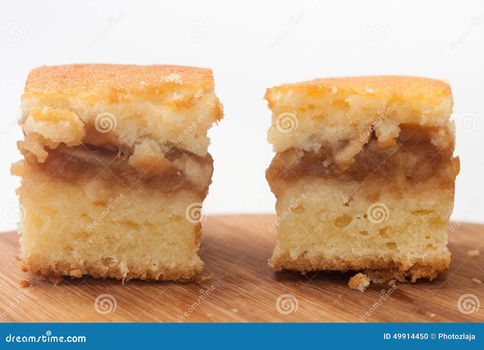 Cubes of Apple Pie on Wooden Kitchen Board Stock Photo - Image of ...