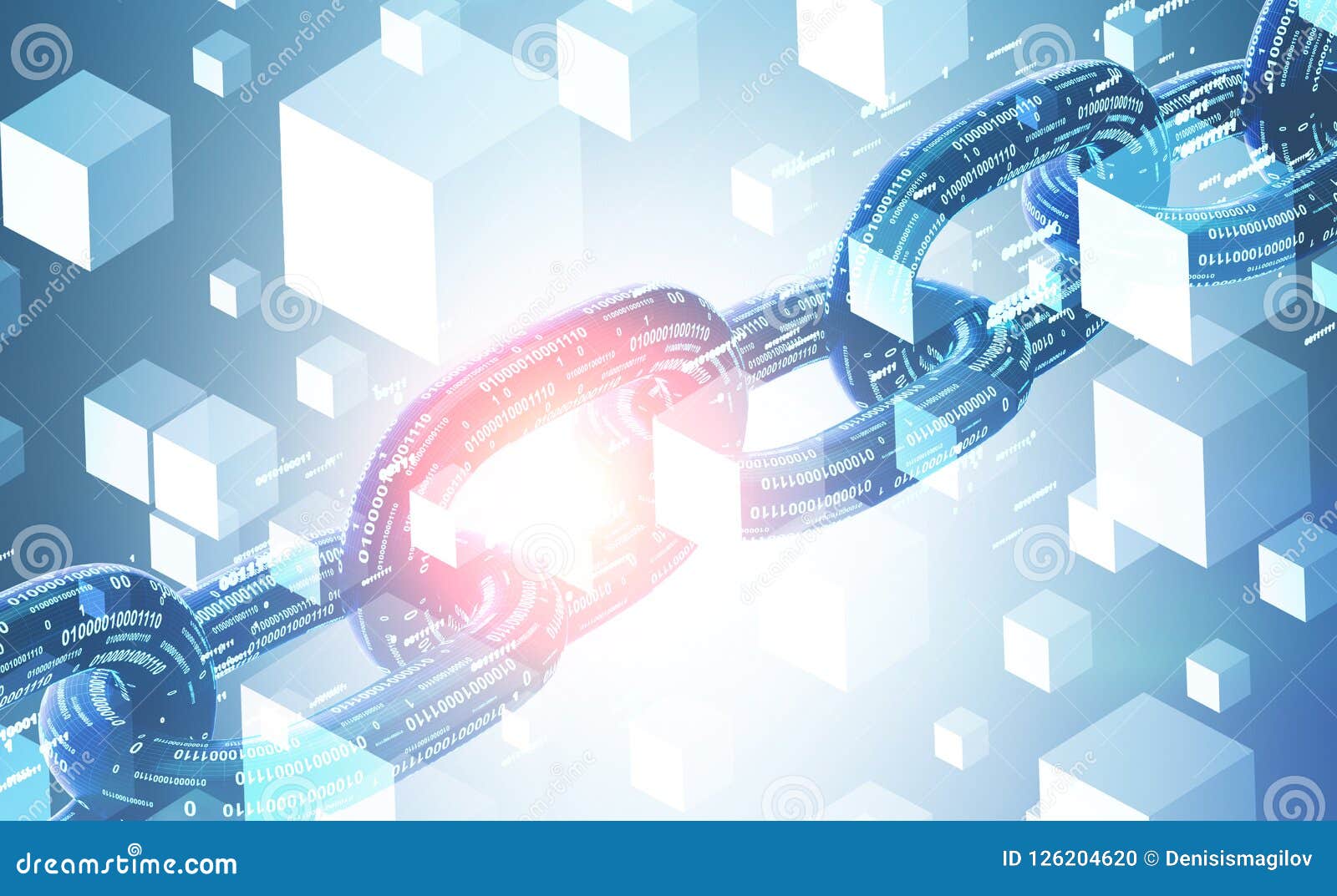 Cubes Background and Binary Chain Interface Stock Illustration ...