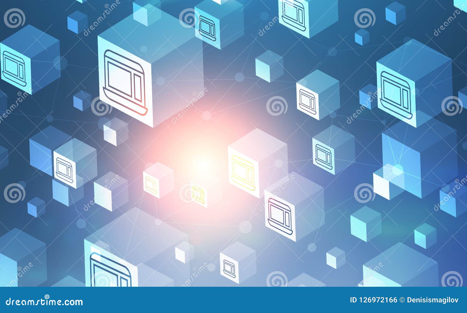 Cubes Background and Network Interface Stock Illustration ...