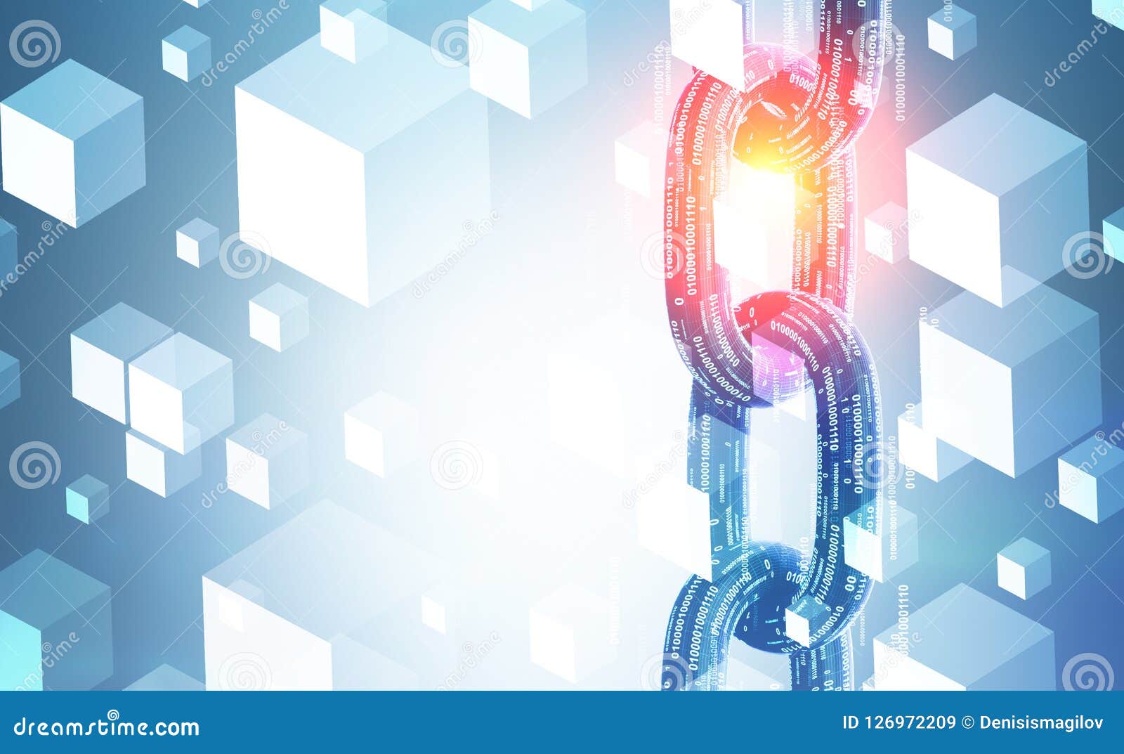 Cubes Background and Vertical Binary Chain Stock Illustration ...