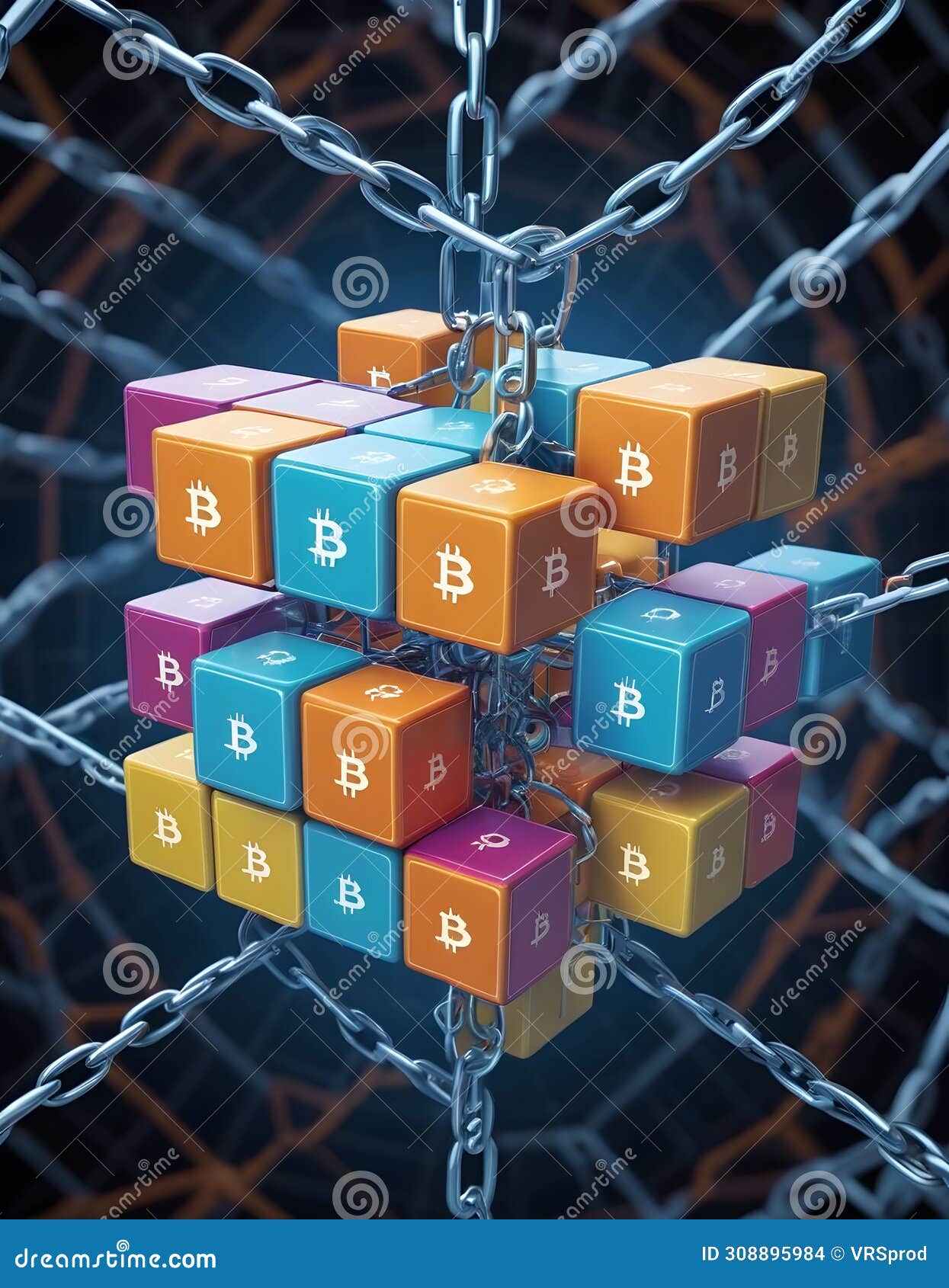 Blockchain Cubic Network AI Generative Stock Photo - Image of generated ...