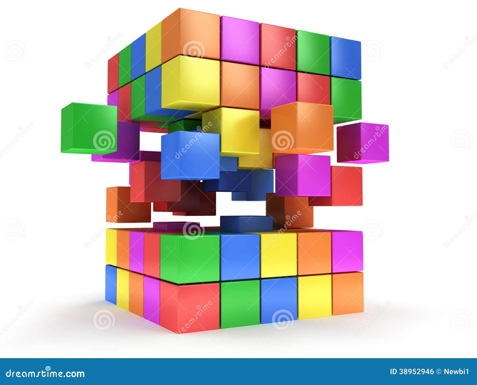 Cubes Block. Assembling Concept. on White. Stock Illustration ...