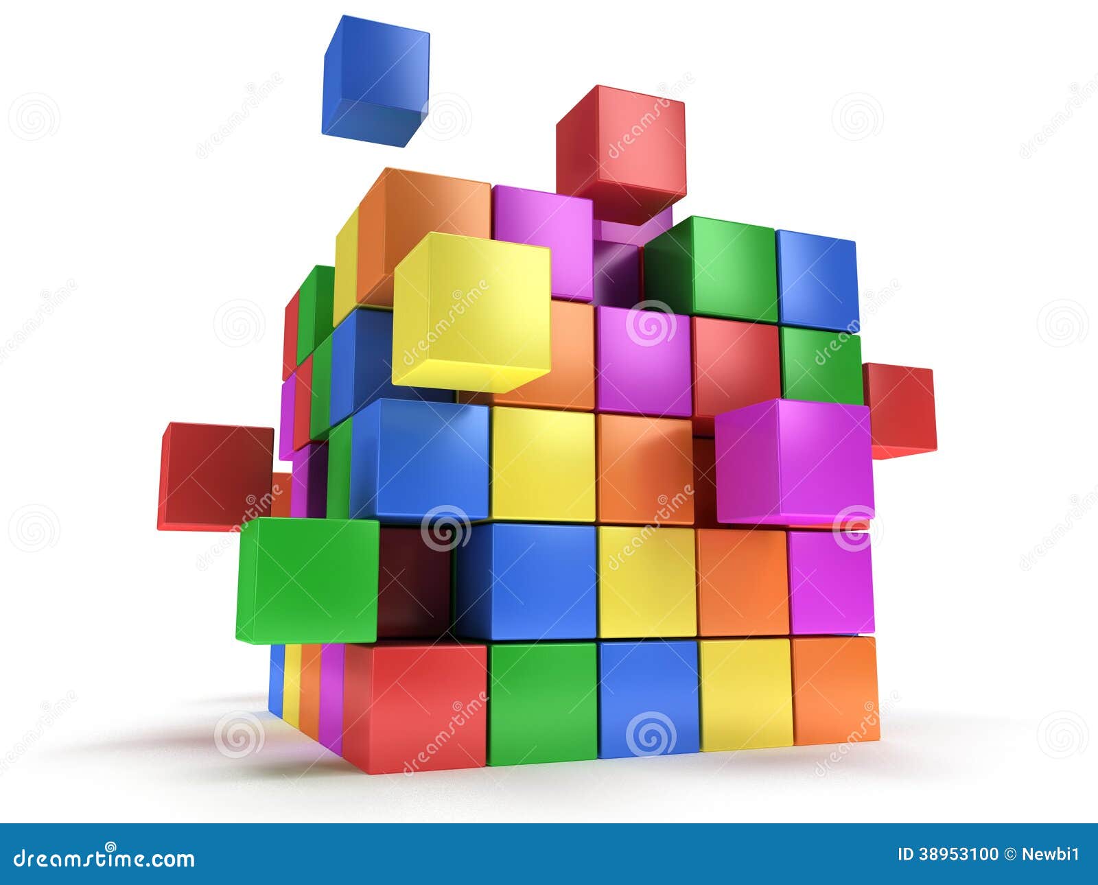 Cubes Block. Assembling Concept. on White. Stock Illustration ...