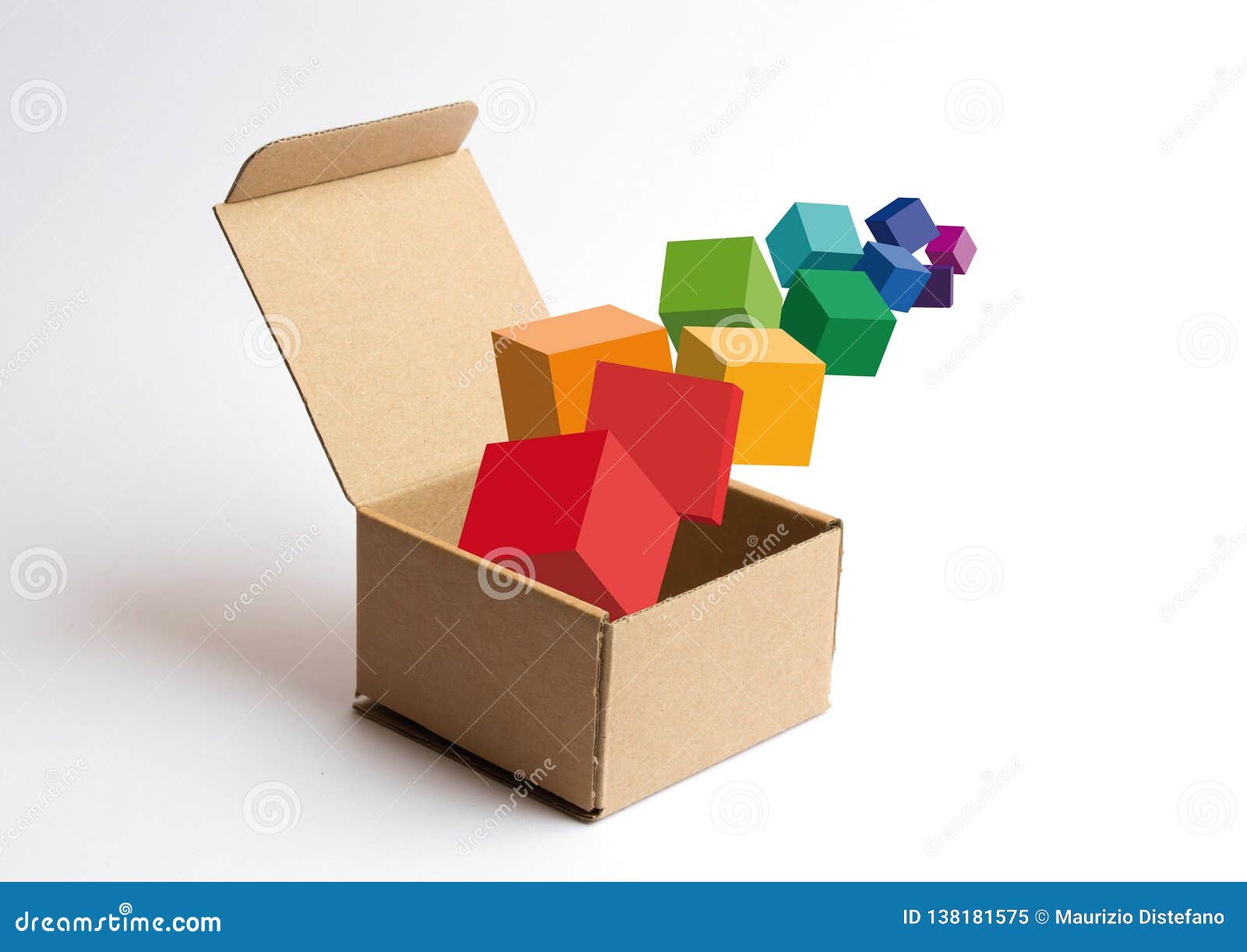 Cubes in a box, concept o stock image. Image of concept - 138181575