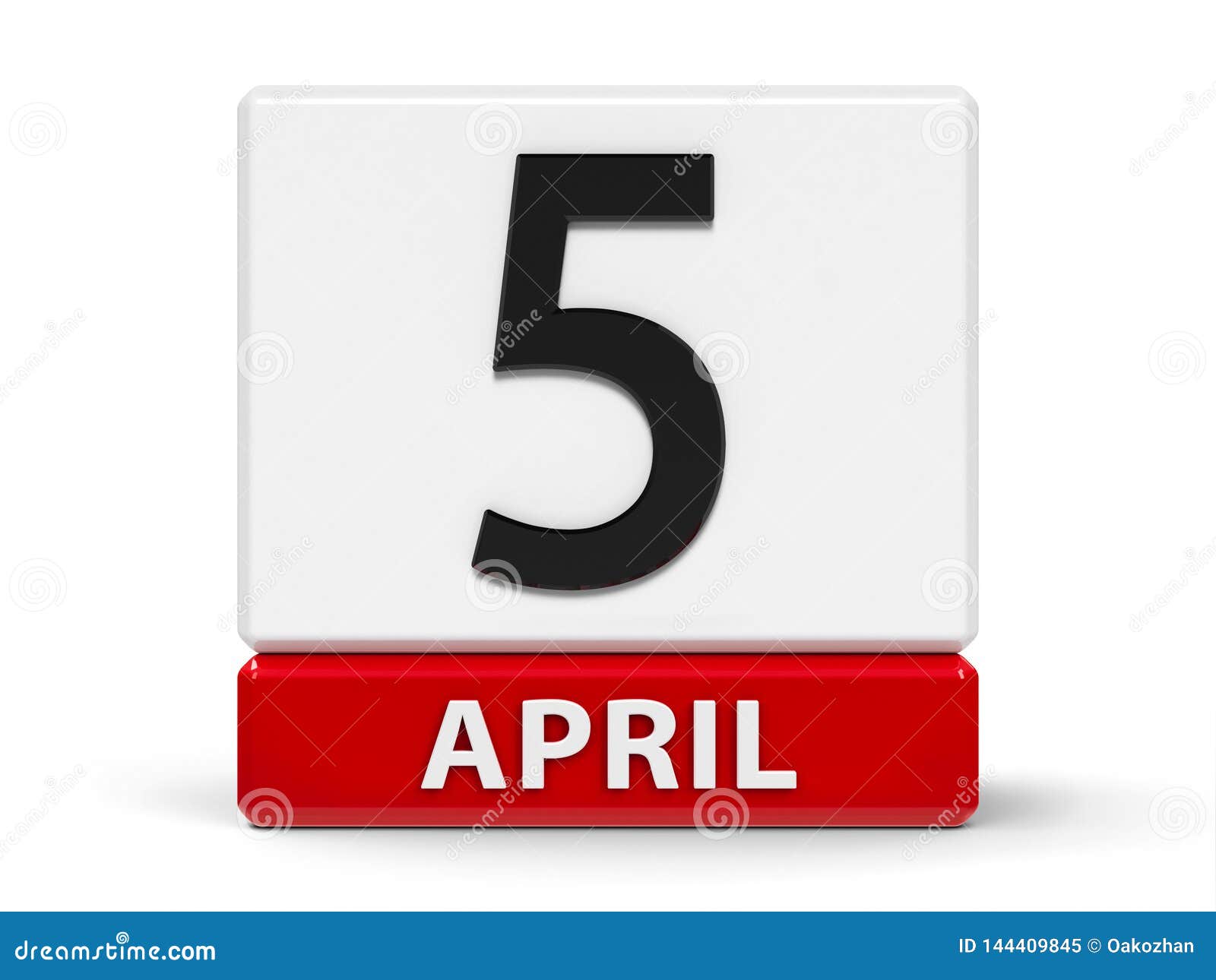 Cubes calendar 5th April stock illustration. Illustration of render ...