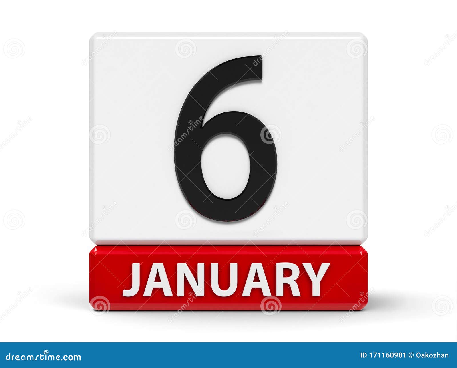 Cubes calendar 6th January stock illustration. Illustration of plan ...