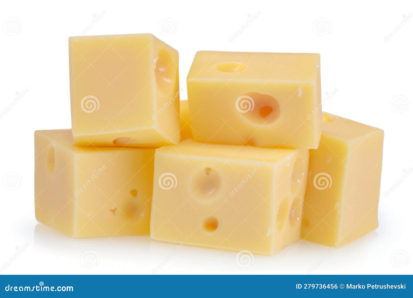Cubes of Cheese Isolated on White Background Stock Photo - Image of ...