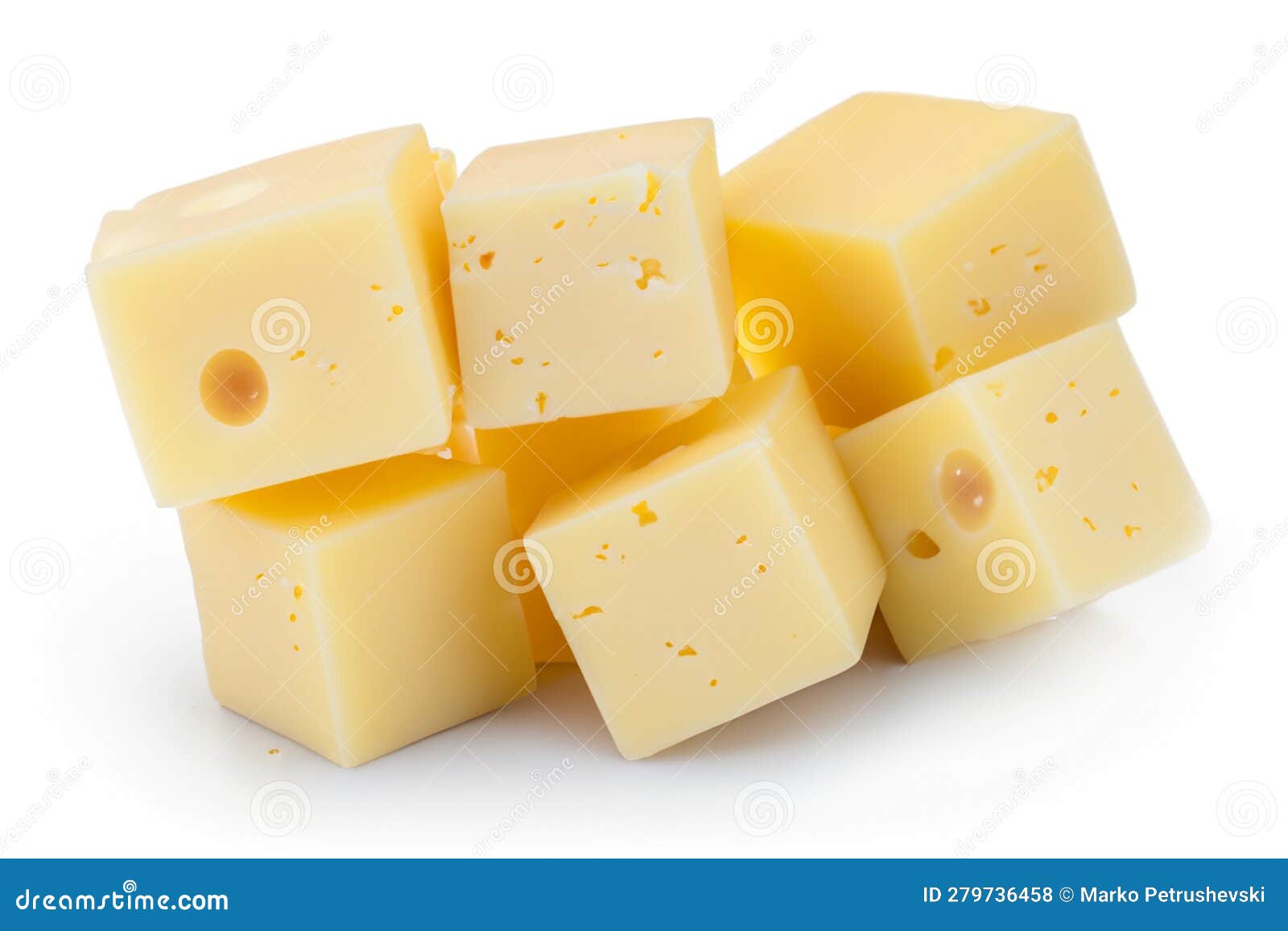 Cubes of Cheese Isolated on White Background Stock Photo - Image of ...