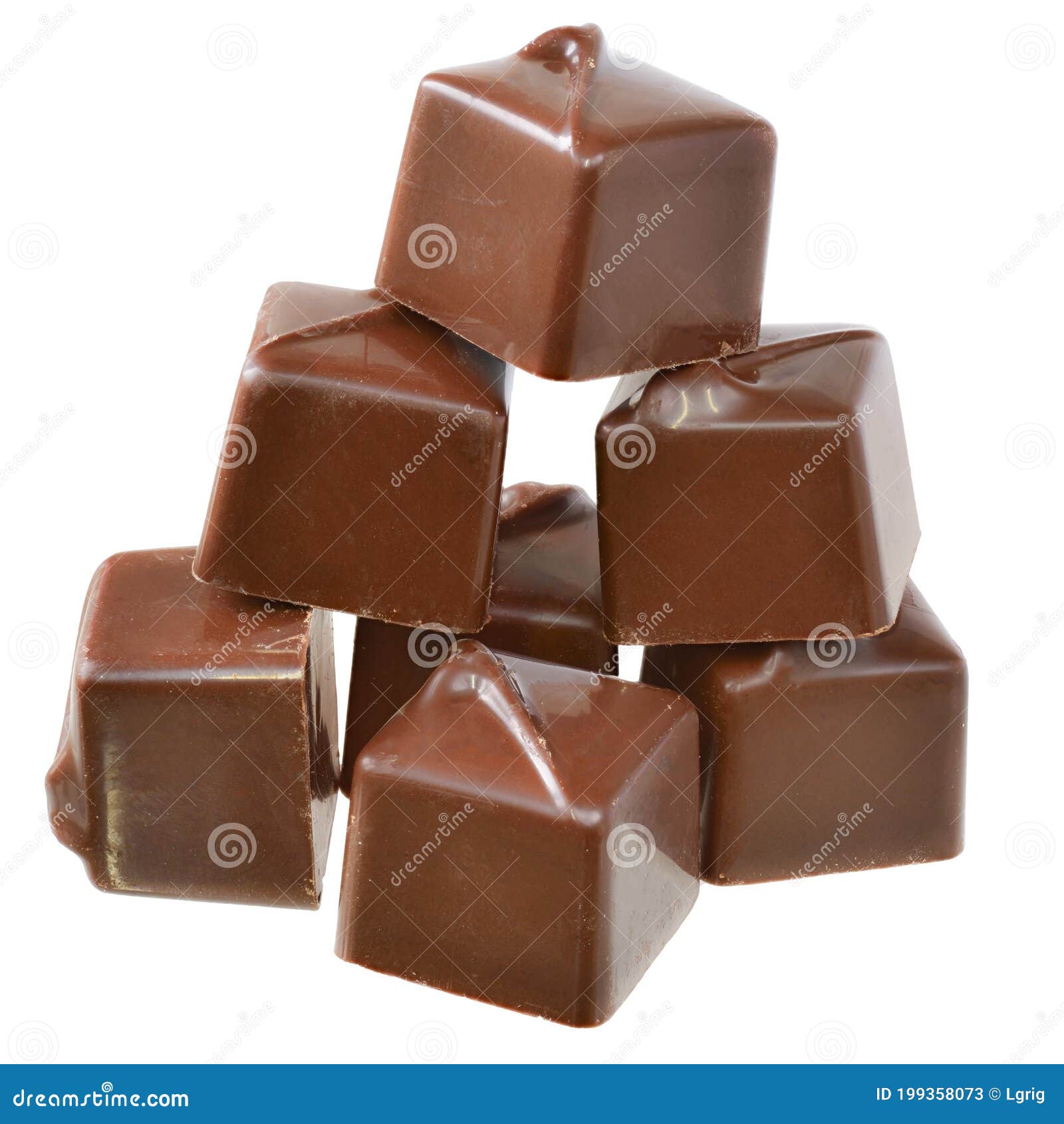 Cubes of Chocolate Candy Isolated Stock Image - Image of isolated ...