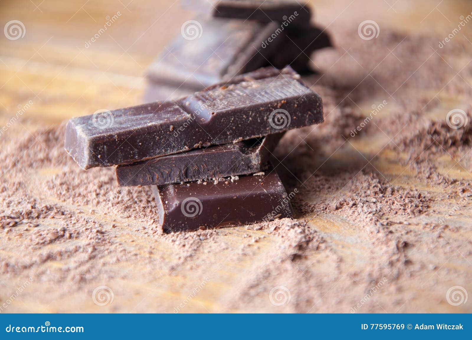 Cubes of Chocolate and Grated Chocolate Stock Image - Image of bitter ...