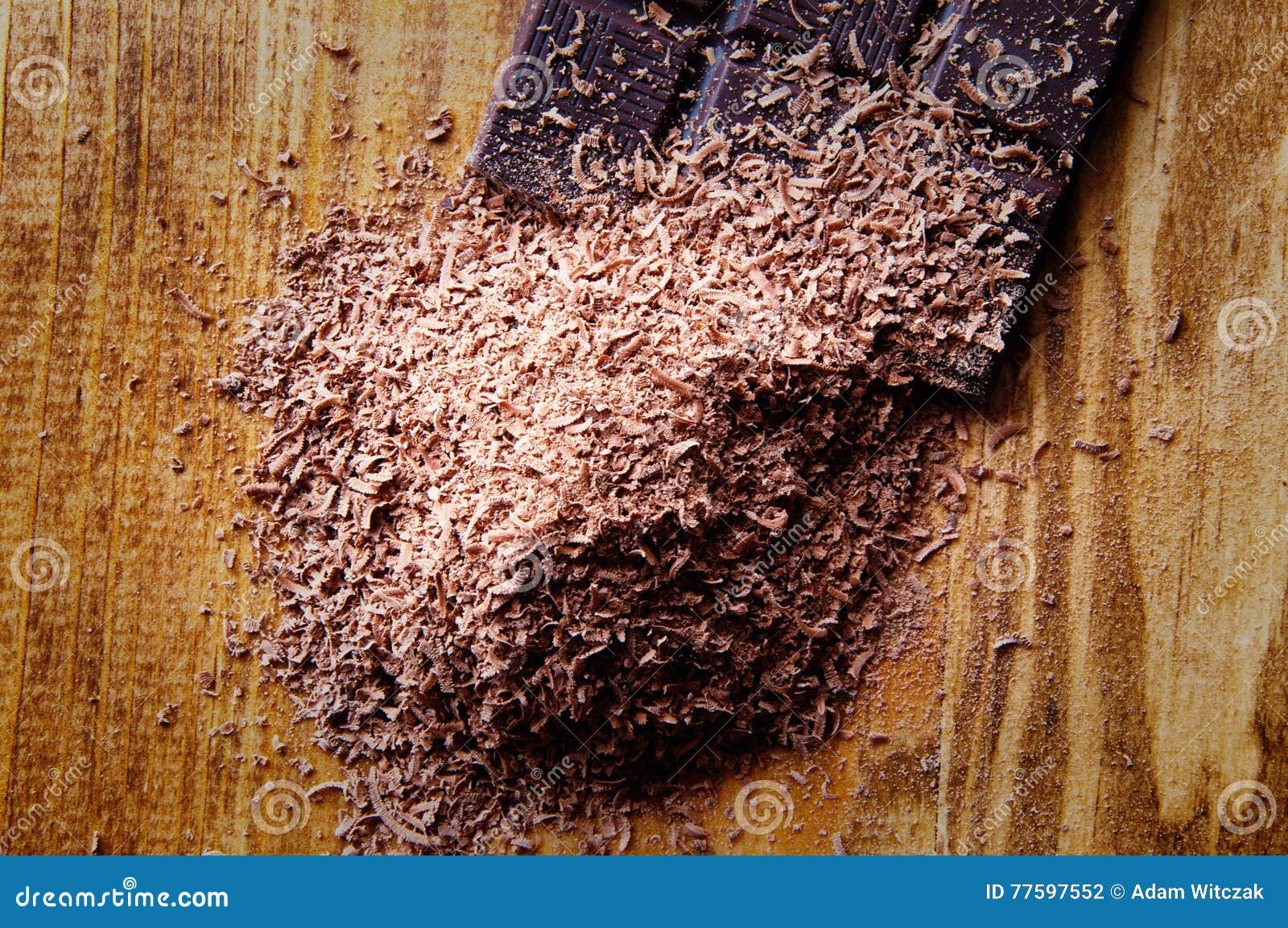 Cubes of Chocolate and Grated Chocolate Stock Photo - Image of crushed ...