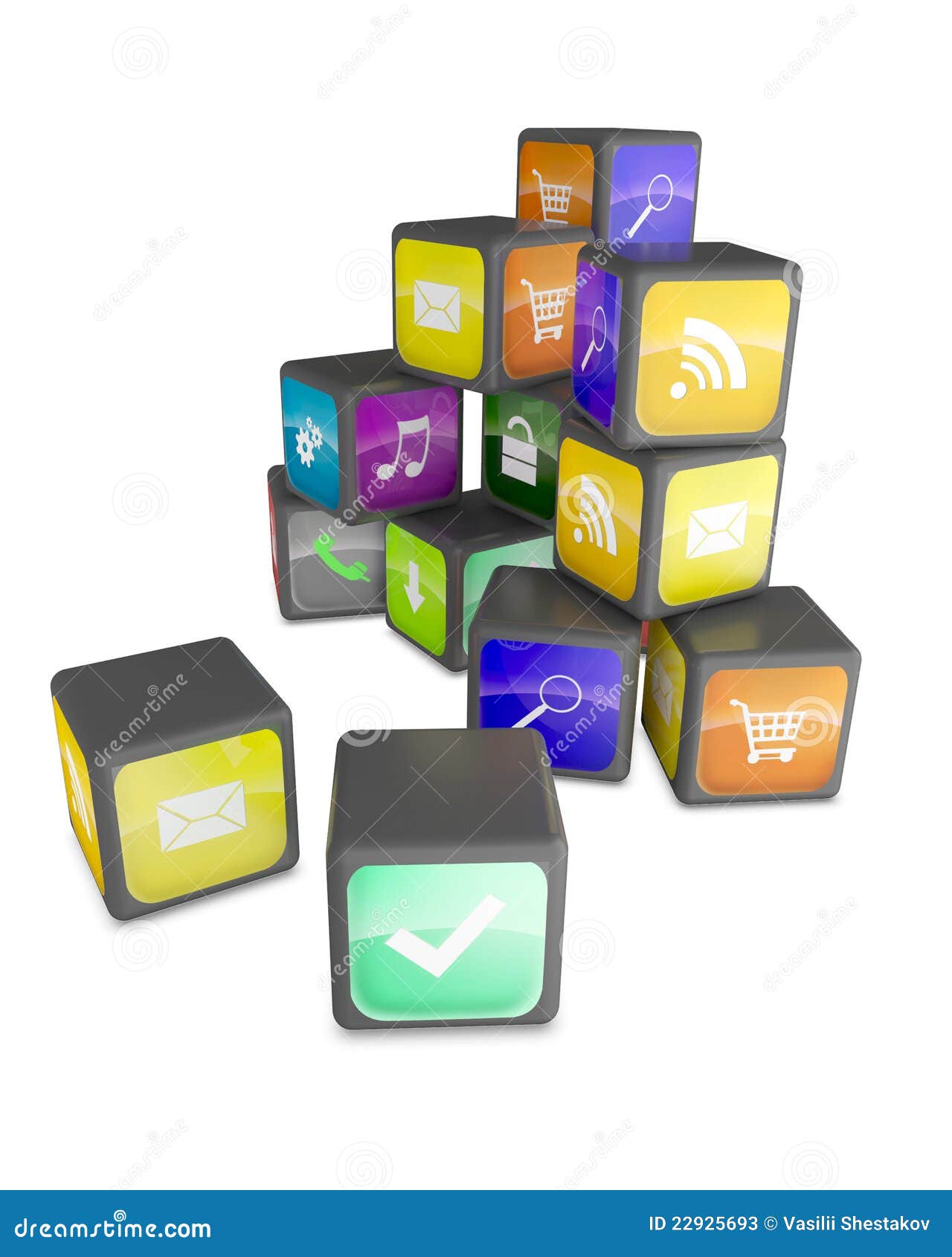 Cubes with Color Application Icons Stock Illustration - Illustration of ...
