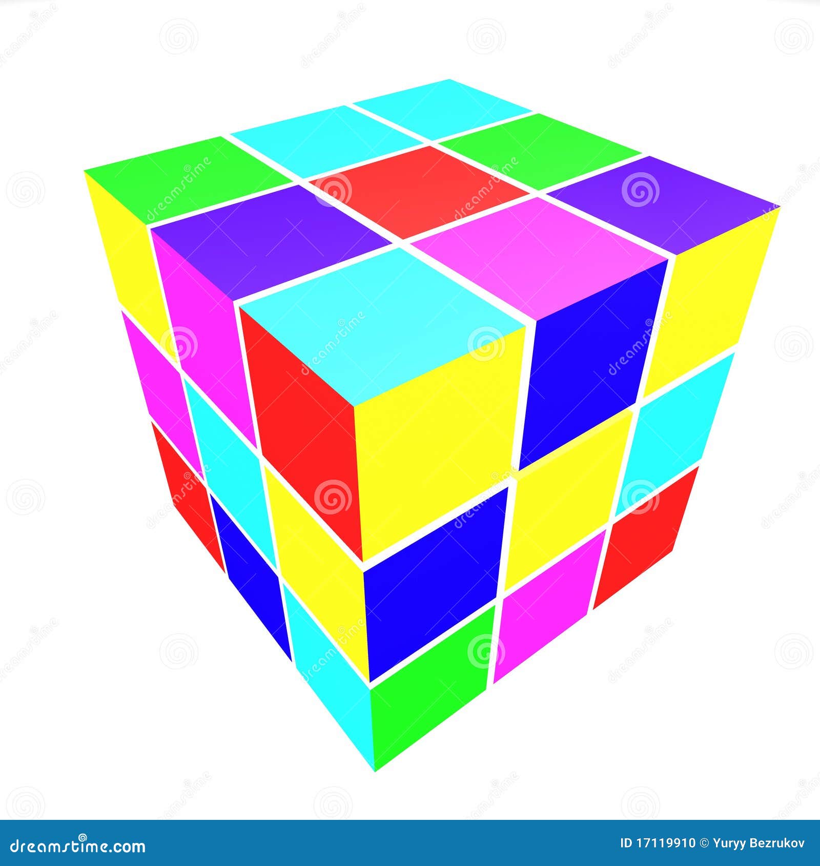 Cubes with colored sides stock illustration. Illustration of build ...