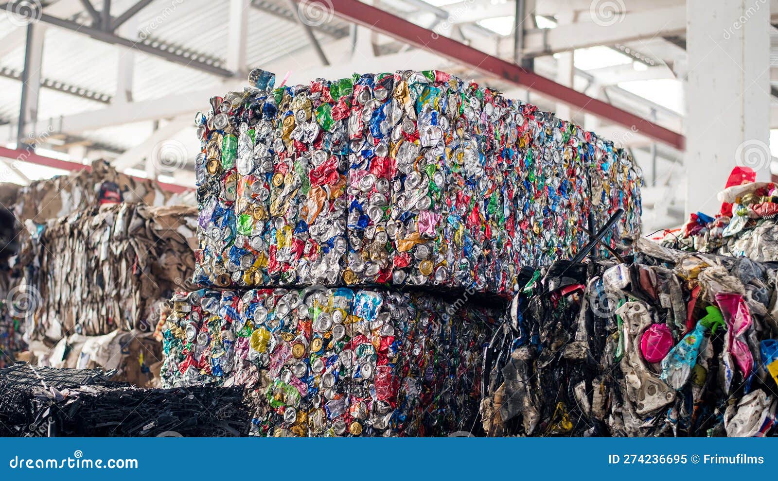 Compressed Metal Garbage at Waste Sorting Plant Stock Image - Image of ...