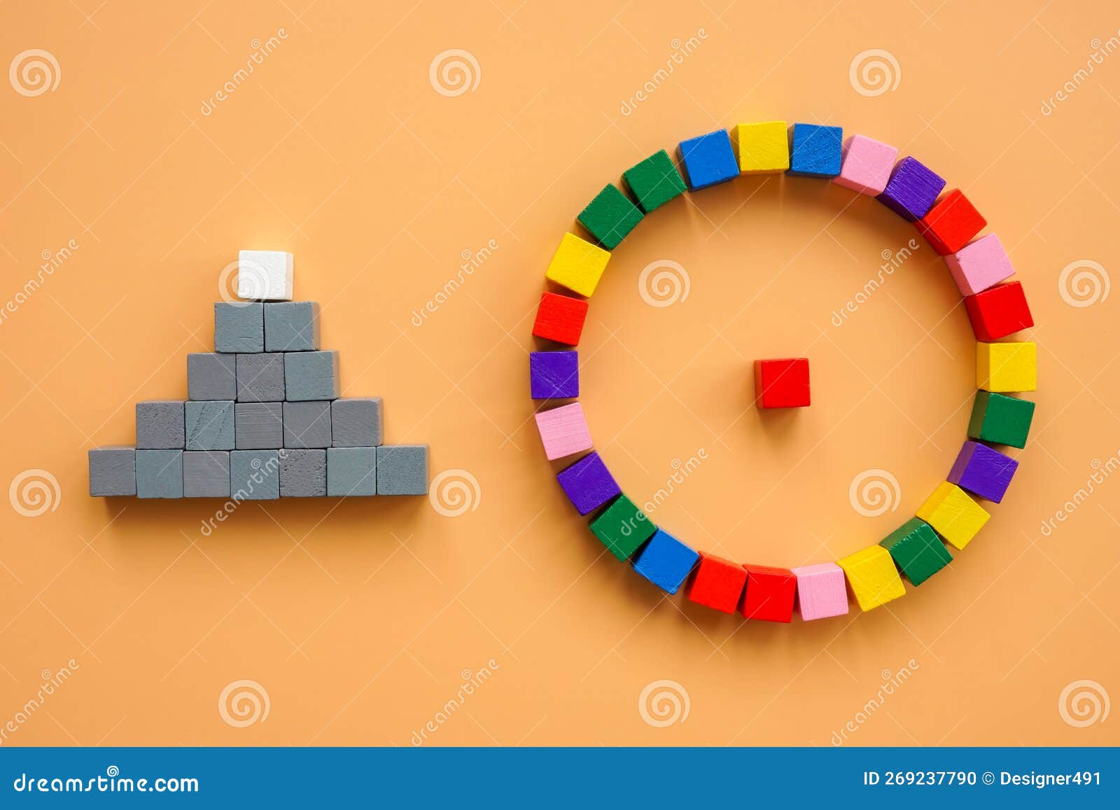 Cubes Creating Circle and Pyramid As Different Management Styles. Stock ...