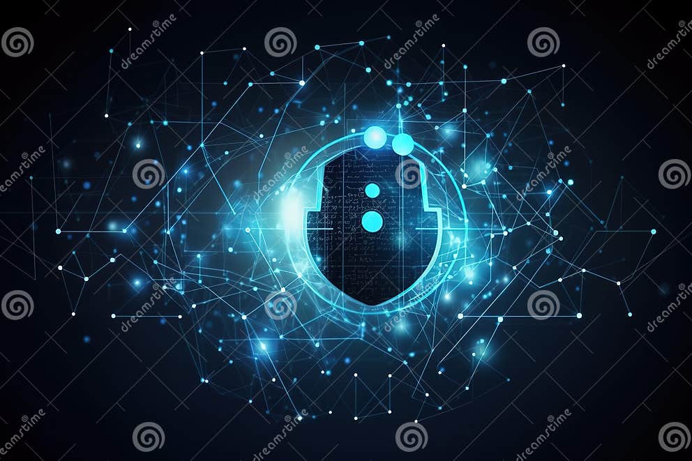 Cubes with Cyber Blue Particles Stuck Around it. Generative AI Stock ...