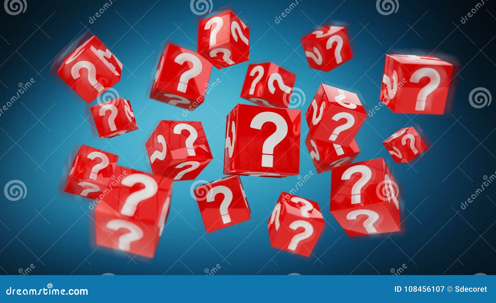 Cubes with 3D Rendering Question Marks Stock Illustration ...