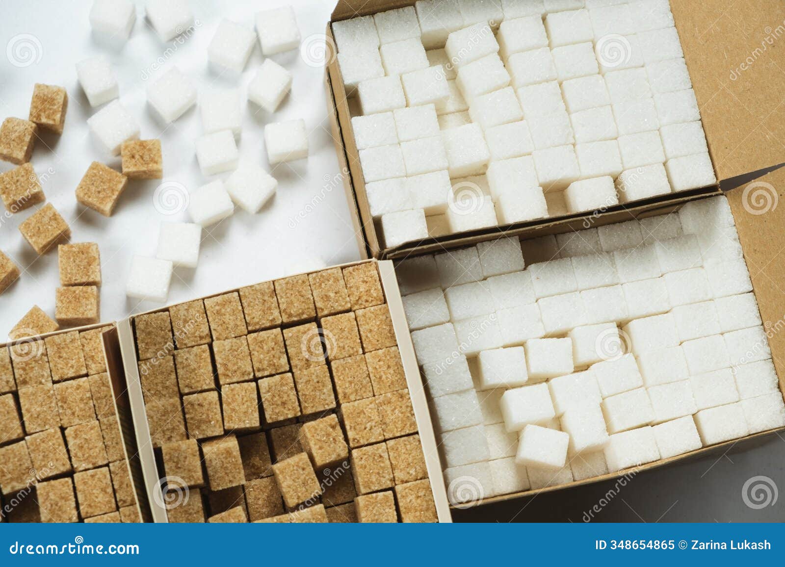 Cubes of Demerara Cane Sugar and White Beet Sugar Top View Stock Image ...