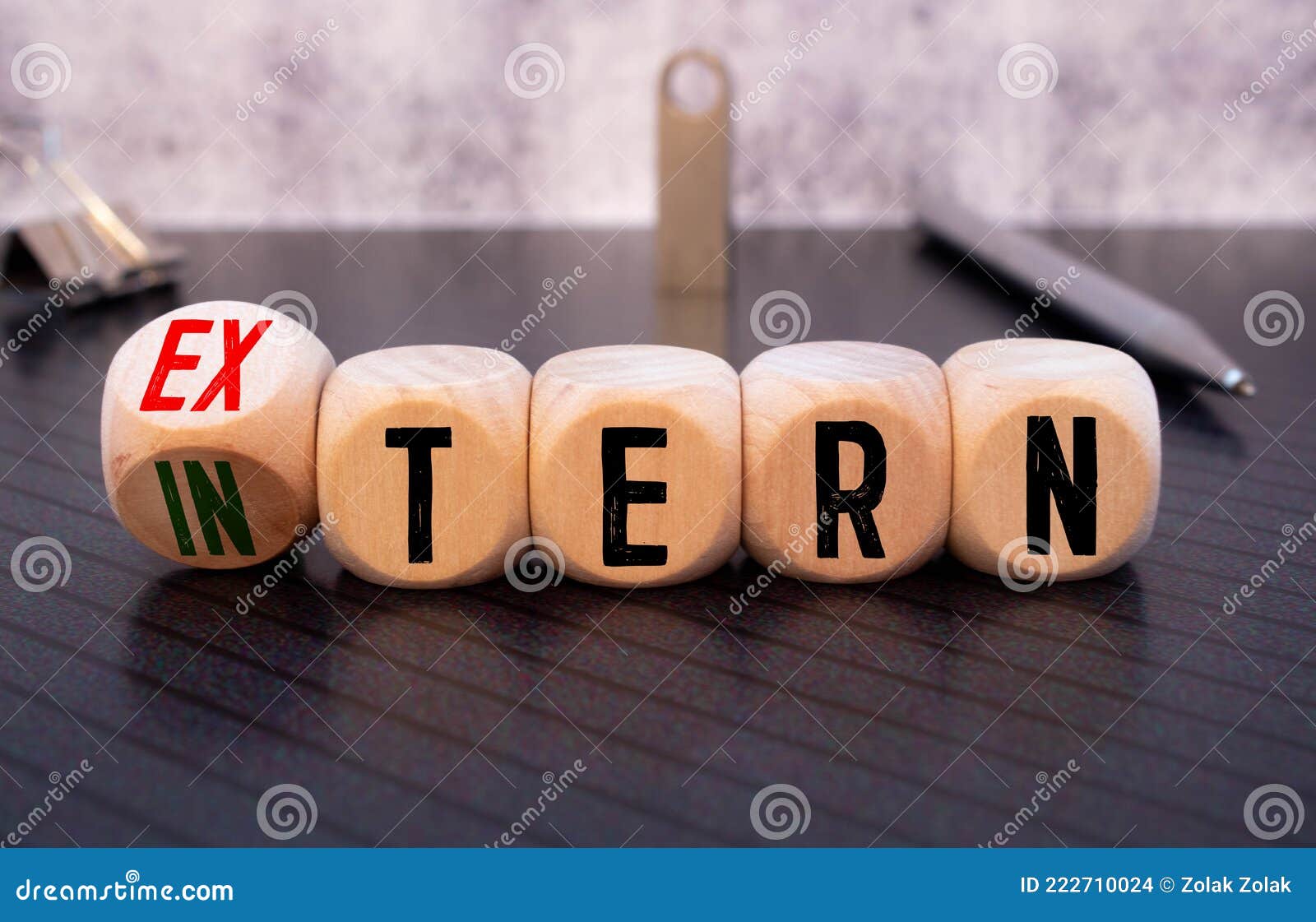 Cubes, Dice or Blocks Showing the Words External and Internal on Wooden ...