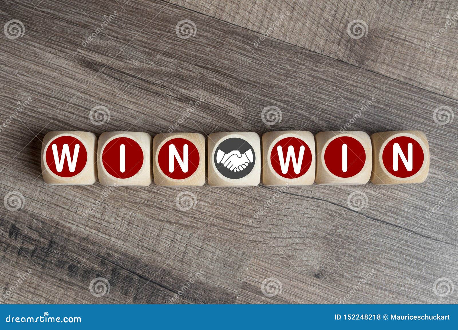 Cubes and Dice with Handshake Icon and Win-win-situation Stock Photo ...