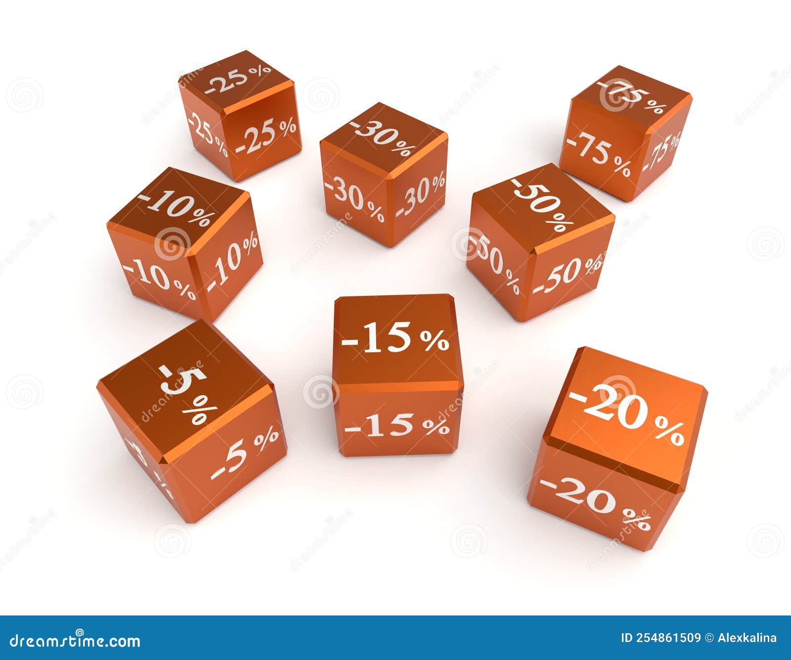 Cubes with Different Discounts for Sale. Figures with Percentages Stock ...