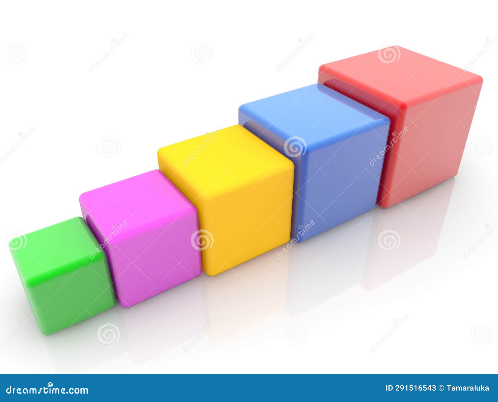 Cubes of Different Sizes and Colors are Lined Up in One Row Stock ...