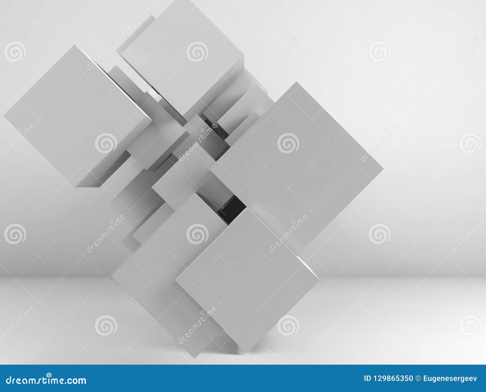 Cubes in Empty Interior. 3d Render Stock Illustration - Illustration of ...