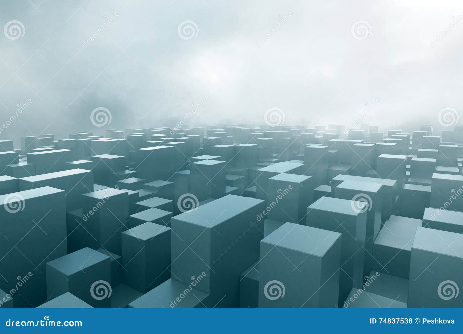 Cubes in fog stock illustration. Illustration of abstract - 74837538