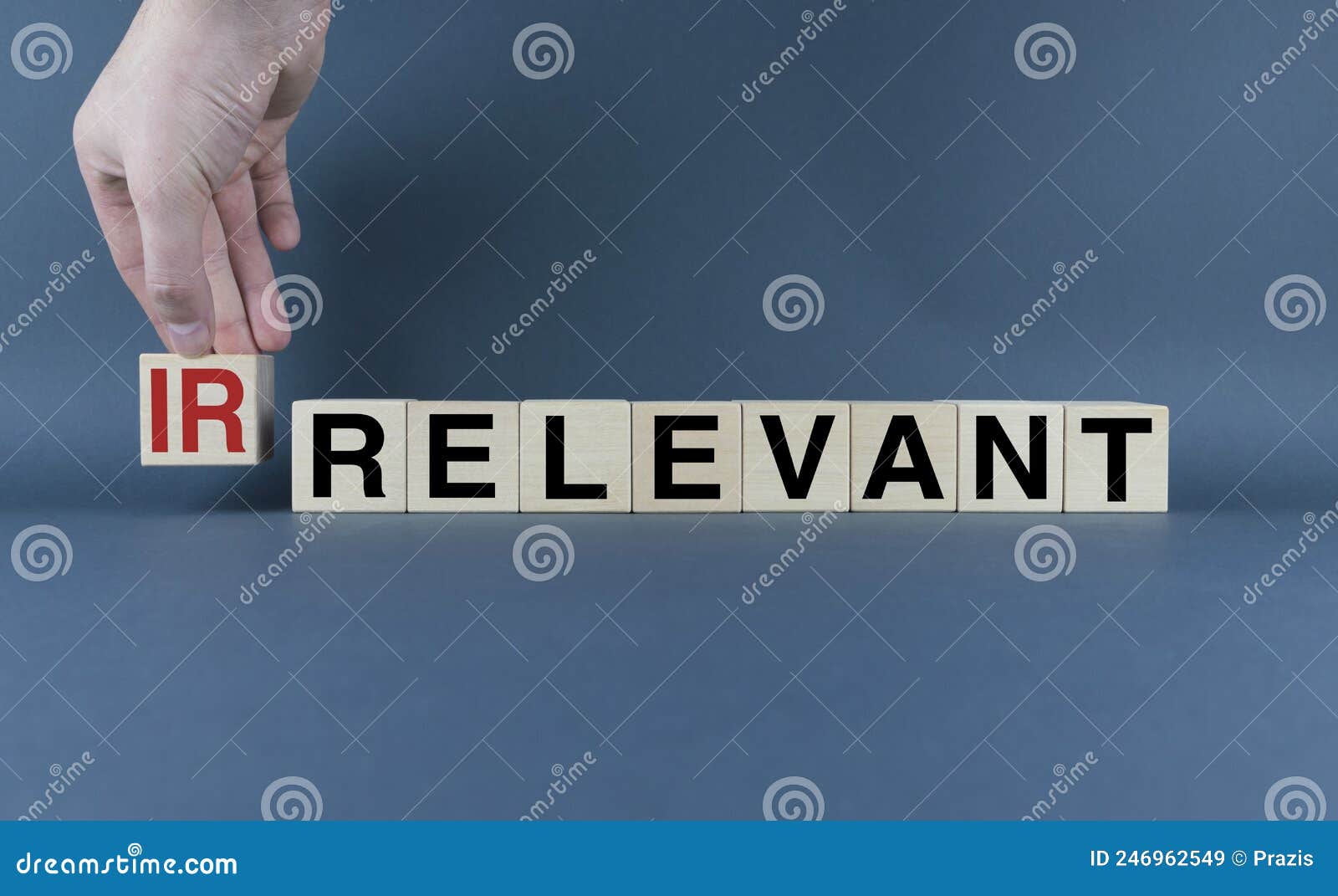 Cubes Form the Words Irrelevant or Relevant. Concept of Information and ...