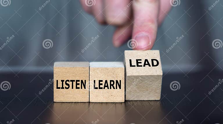 Cubes Form the Words Listen, Learn and Lead. Stock Photo - Image of ...