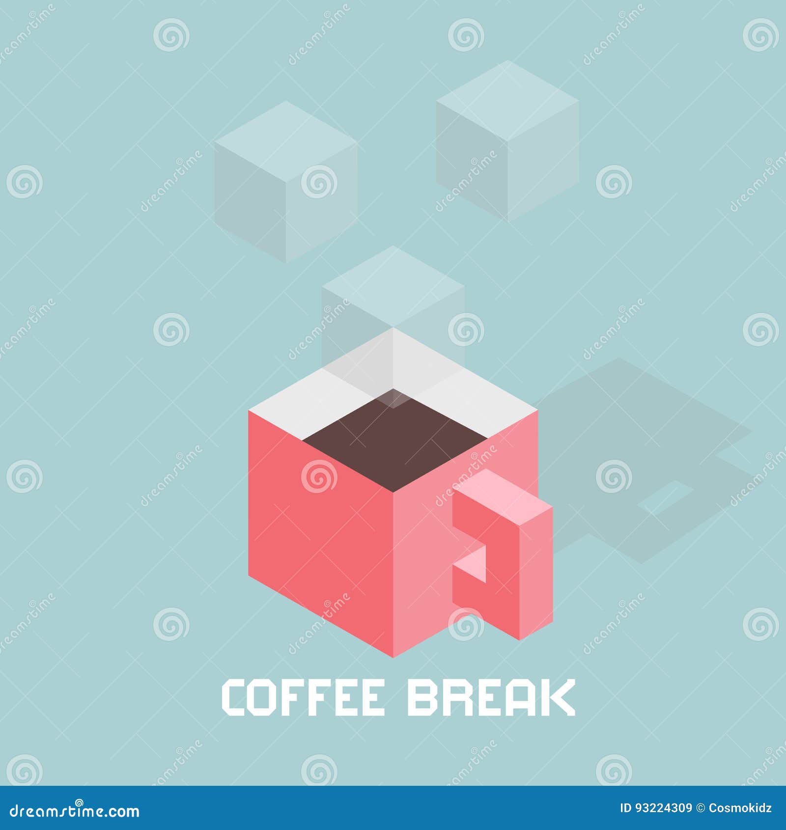 Cubes Formed Coffee Cup, Digital Coffee Break Concept, Isometric Vector ...