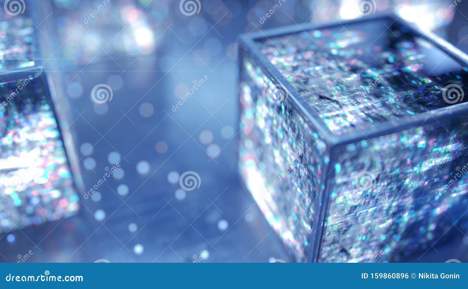 Cubes with Glitching Texture 3D Rendering Stock Illustration ...