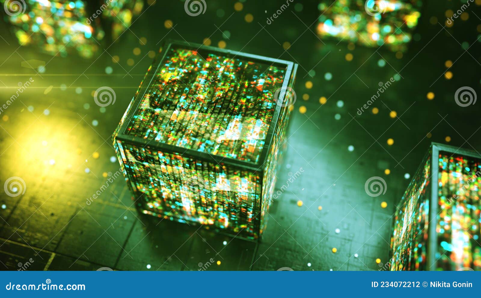 Cubes with Glitching Texture 3D Rendering Stock Illustration ...