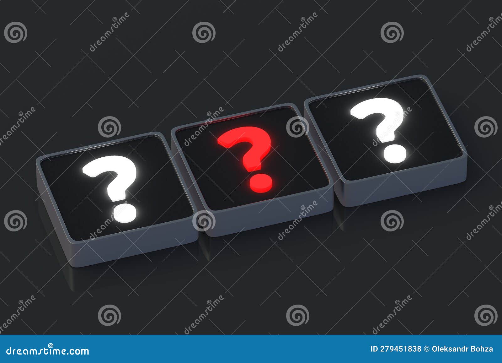 Cubes with Glowing Question Symbols. Correct Answer. Incorrect Question ...